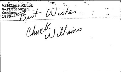 1970's -Chuck Williams- Signed/Autograph/Auto Postcard Conquistadors ...