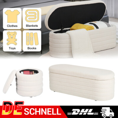 Sitzbank mit Stauraum Sitzhocker Teddystoff Sitzhocker Aufbewahrungsbox ...