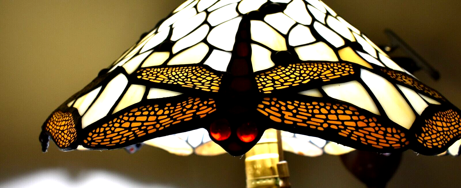 Vintage Stained Glass Art Craft Dragonfly Lamp Shade 14", Two Available ...