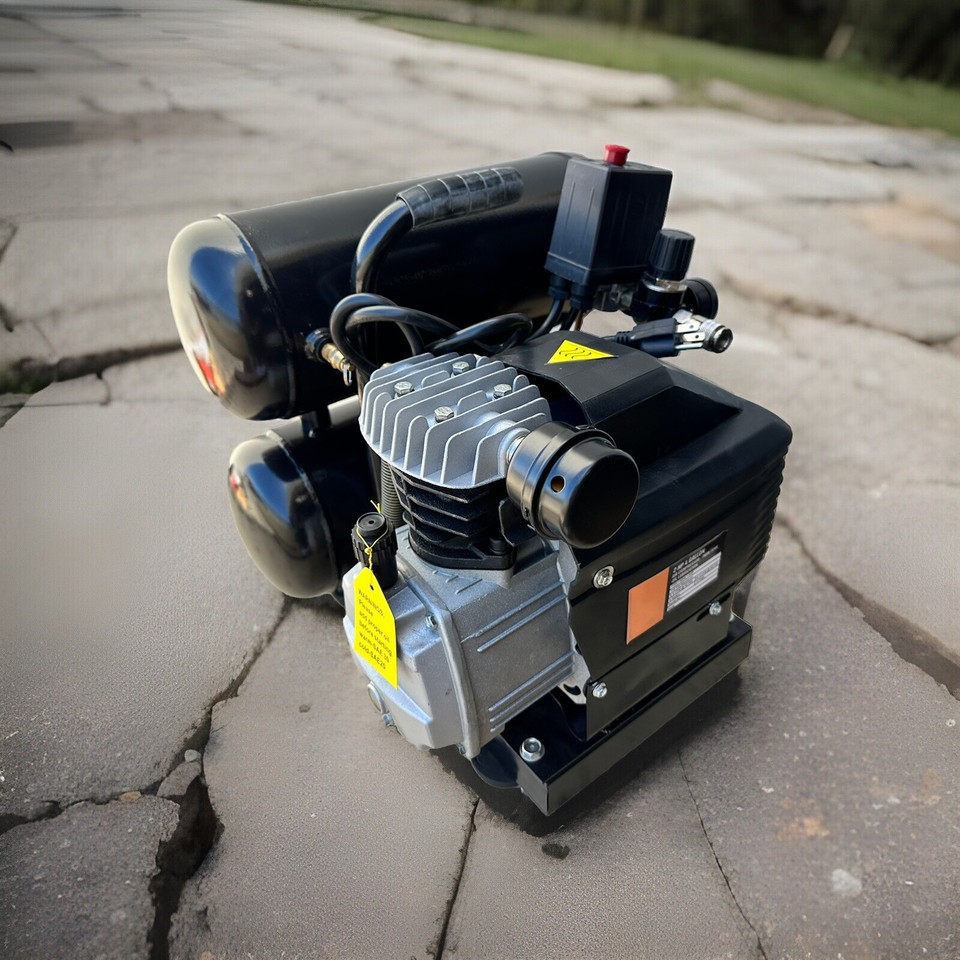 4 Gallon Twin Tanks Air Compressor 2 HP Max 115PSI 5.5cfm Direct Drive ...