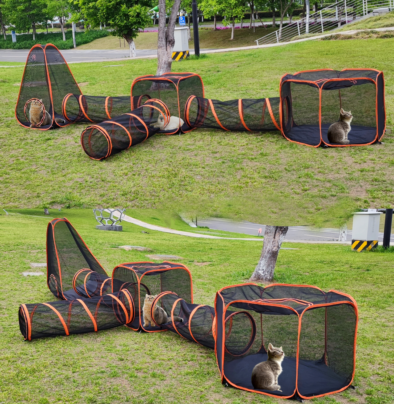 6 In 1 Pet Cat Playpen Outdoor Play Tent Tunnel Cube Compound House ...