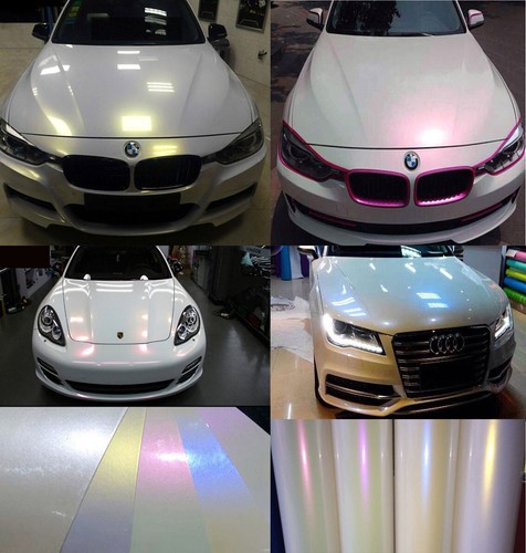 Metallic Glossy Pearl White Chameleon Entire Car Wrap Vinyl Film ...