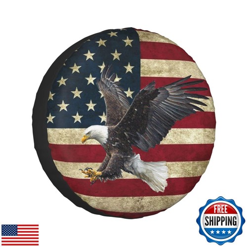 Spare Tire Cover Bald Eagle American Flag Tire Covers Protector Wheel ...