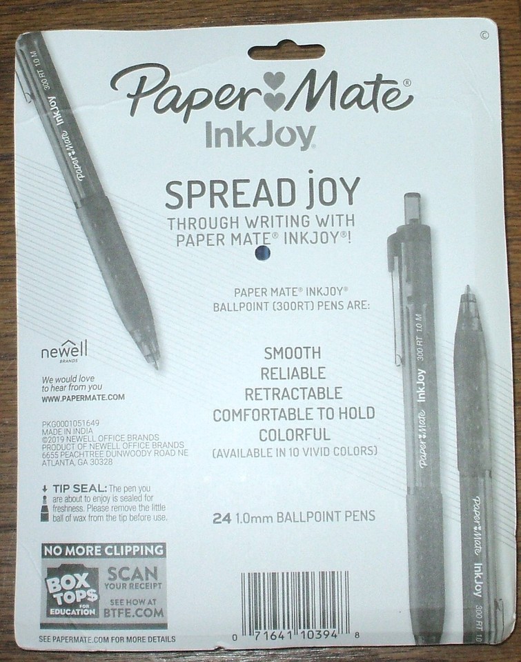 PAPER MATE Ink Joy 24 Assorted Retractable Gel Pens Ballpoint 1.0 mm ...