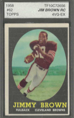 Jim Brown RC 1958 Topps Football Card #62 Grade 4 Cleveland Browns RB ...