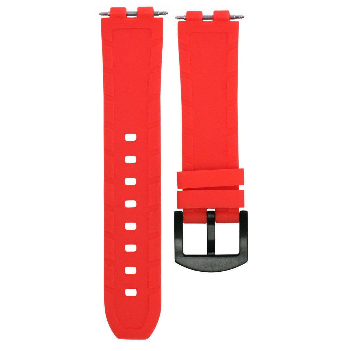 SILICONE RUBBER WATCH BAND STRAP FOR PEBBLE WATCH PVD BLACK BUCKLE RED ...