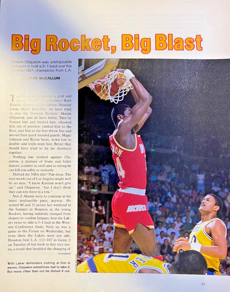 1986 Akeem Olajuwon Houston Rockets Basketball illustrated | eBay