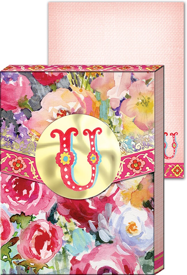 Punch Studio E2 Wildflowers Initials Monogram Mini Pocket Note Pad ...