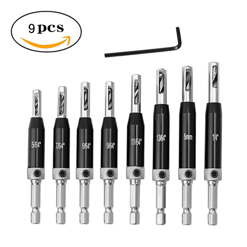 Self Centering Lock Hinge Drill Bit Set Hardware Drawer Pilot Hole ...