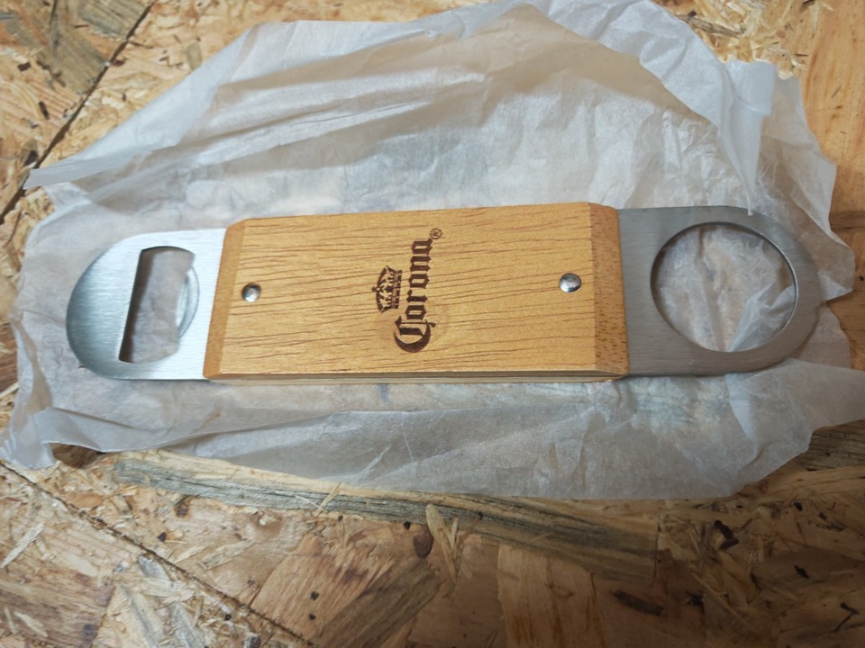 Boxed Wood & Steel CORONA Advertising Soft Drink / Beer Bottle Opener ...