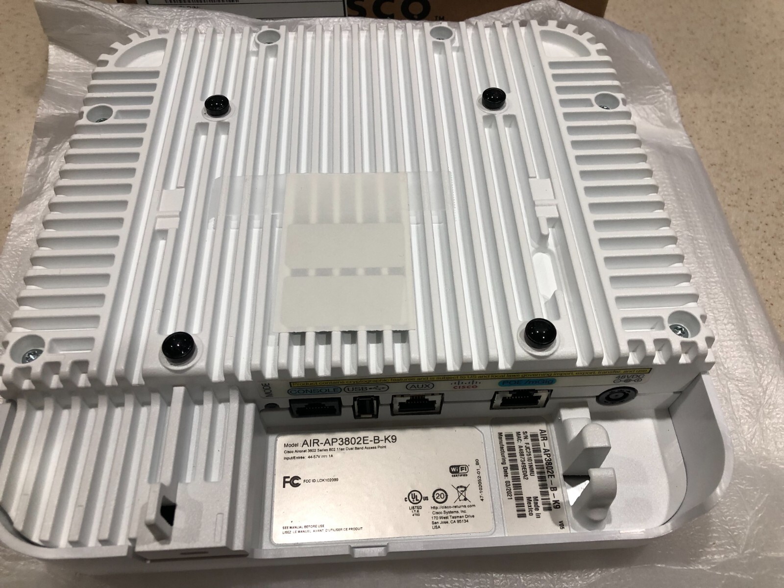 Cisco AIR-AP3802E-B-K9 Aironet 3802E IEEE 802.11AC Wireless Access ...