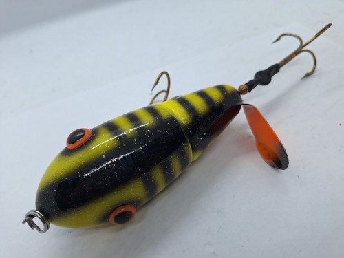 8" Lake X Lures Fat Bastard Custom Fire Perch Topwater Prop Bait Musky ...