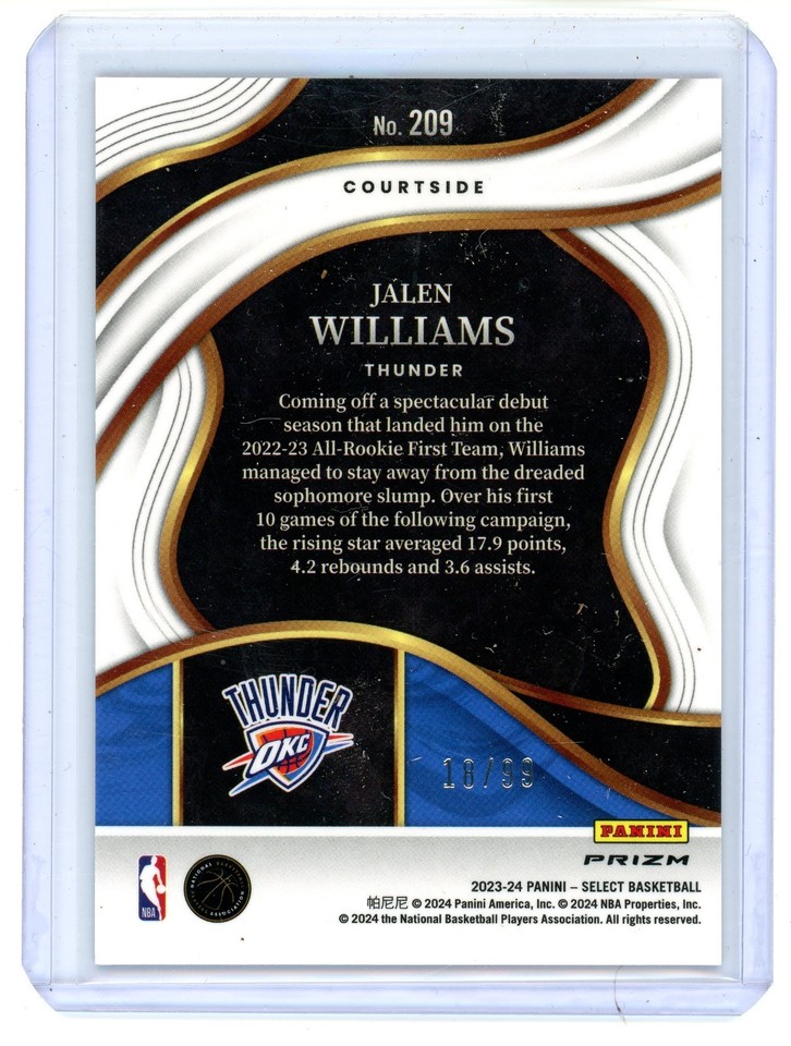 2023-24 Panini Select Courtside Purple Cracked Ice Prizm 18/99 Jalen ...