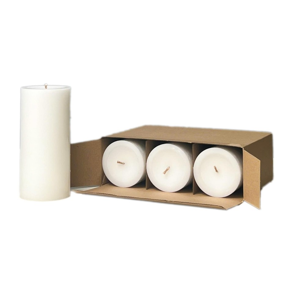 3 Pack 2.8x6 Inch White Unscented Pillar Candles – Long 70 Hour Burn ...