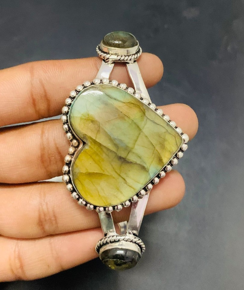 Labradorite gemstone 925 sterling Silver Handmade Bangle Jewelry Gift For Love | eBay