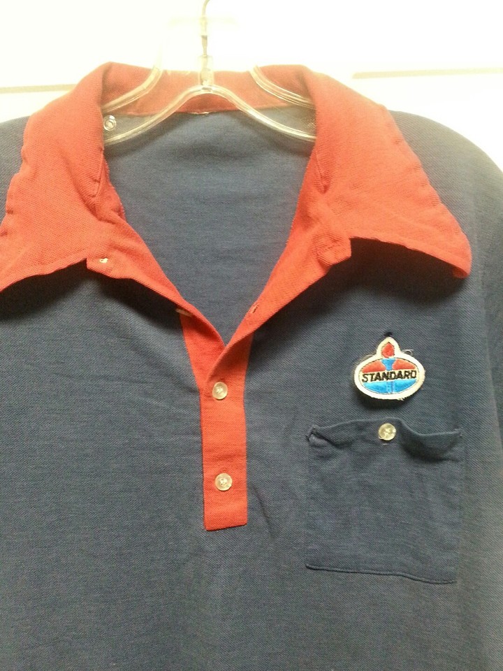 Vintage Men Industrial Shirt Size S STANDARD Grunge Distressed Red ...