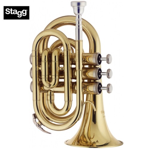 Stagg WS-TR245S Key of Bb Brass Lacquer Pocket Trumpet with Soft Case ...
