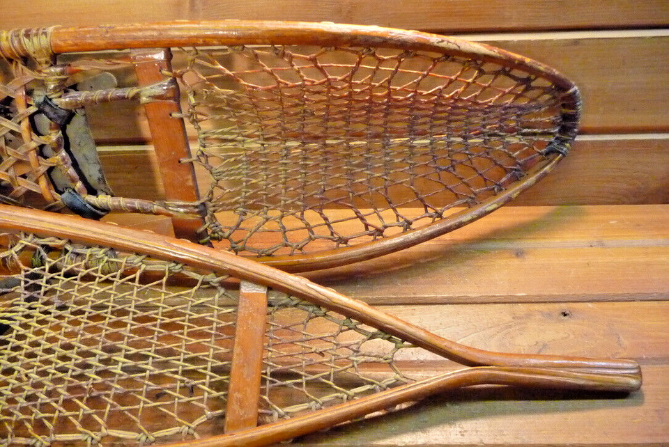 Vintage WWII LUND Snowshoes 1941 US Mountain Army Cabin Decor Man Cave ...