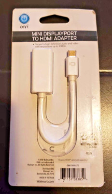 ONN Mini DisplayPort to HDMI Adapter – White GB High Definition | eBay