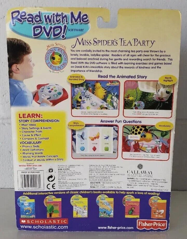 Fisher Read With Me DVD Miss Spiders Tea Party Story Learning Game for ...