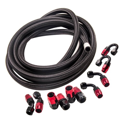 AN8 8AN Nylon Steel Braided OIL FUEL Line + Fittings Hose End Adaptor ...