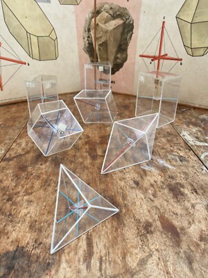 Set of 6 vintage 1960s Perspex scientific crystal models Geology ...
