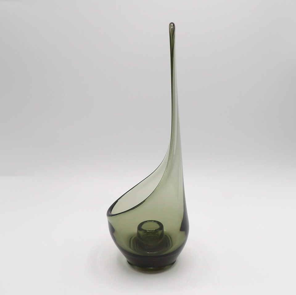 Vintage MCM Viking Glass Taper Glow Smoke/Charcoal Swung Glass Candle ...