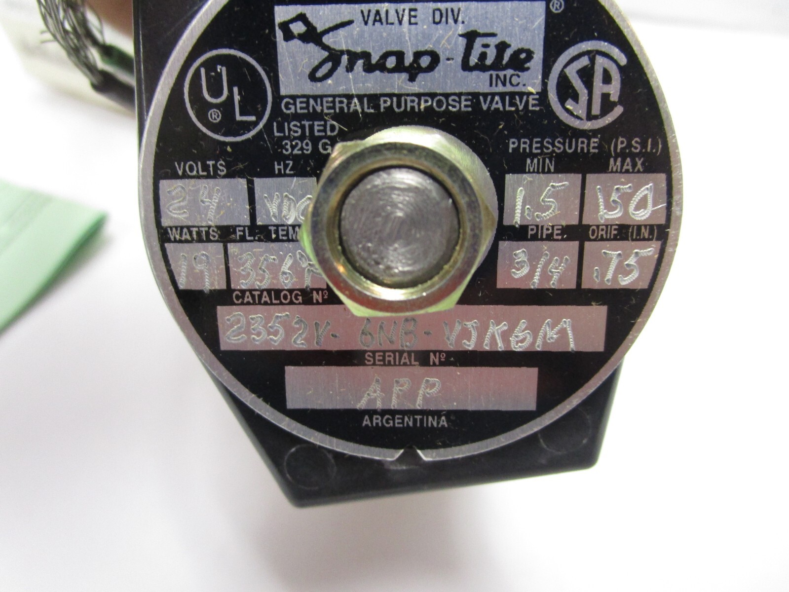 23526NB-VJK6M Snap-Tite/Jefferson Solenoid Valve 3/4 NPT for sale ...
