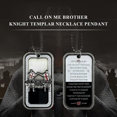 Knights Templar Dog Tag Pendant Crusader Brofist Brotherhood Life Creed ...