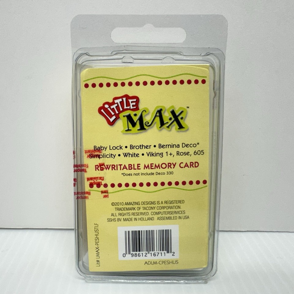 Amazing Designs Little Max Rewriteable Embroidery Memory Card New In ...