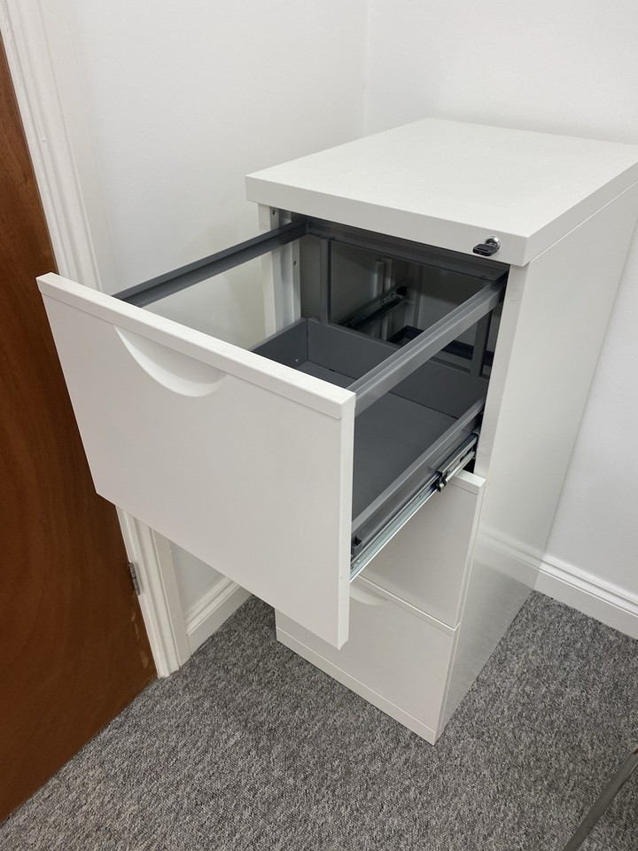 IKEA Erik White 3 Drawer Filing Cabinet Metal Lockable with Key | eBay UK