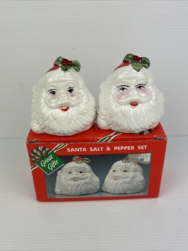 Kitsch Santa Christmas Salt Pepper Shakers Ceramic Christmas Xmas Boxed ...