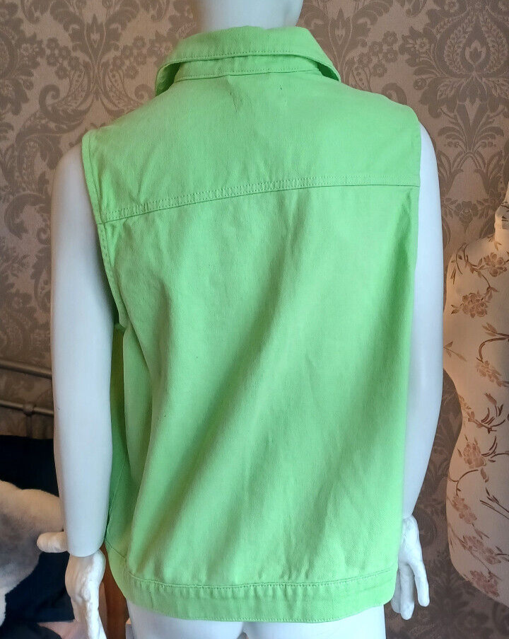 NEW LOOK [Kind] Denim Lime Green Gillet [10] | eBay