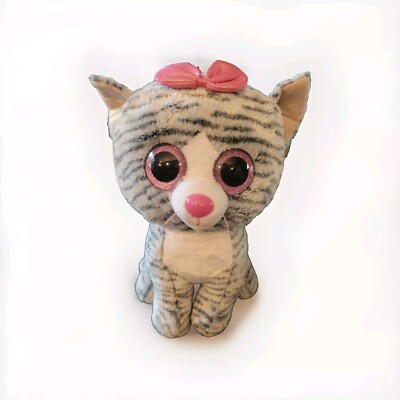 TY Beanie Boos Kiki Grey Cat Plush - 15" Large - Used W/ Minor Defect ...