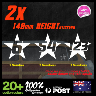 2x Custom 140mm Star Racing Number Car Motorcycle Bike Helmet ...