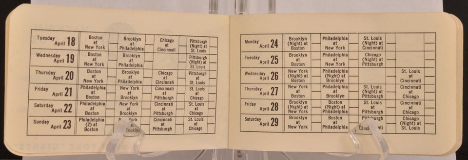 1950 MLB National League Baseball Pocket Schedule Booklet New York ...