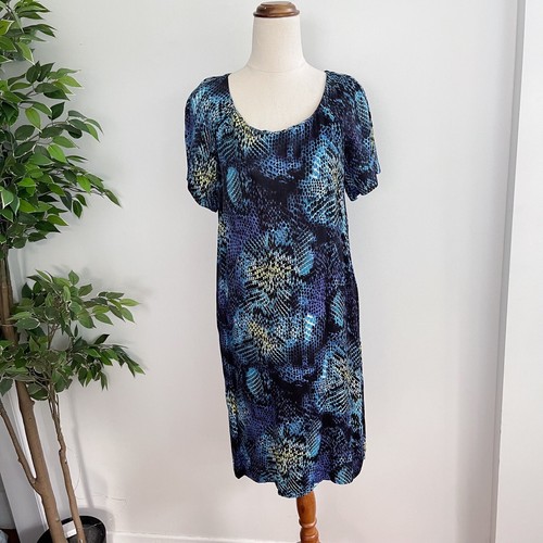 NEW Table Eight Women's Size 10 Emma Shift Dress Blue Snakeskin Print ...