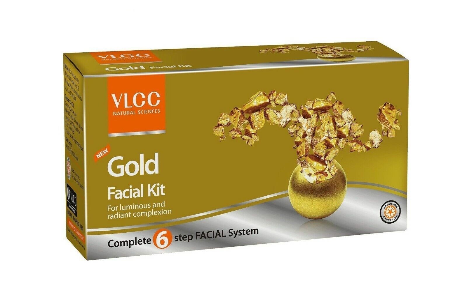 VLCC Gold Facial Kit 60gram Gel Mask Scrub Pre-Post Facial Cream 6 Step ...