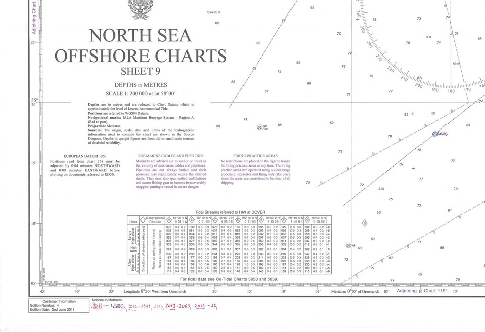 268 North Sea Offshore Charts Sheet 9 Map Maritime Nautical Marine ...