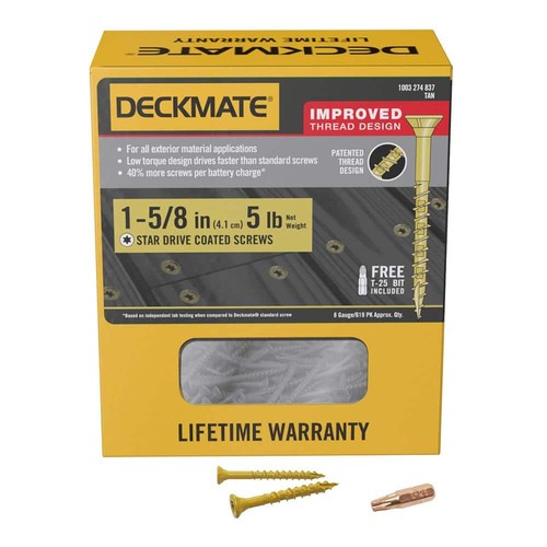 DECKMATE Deck Screws 1-5/8" Tan Coated Flat-Head #8 Wood Fastener (5 ...