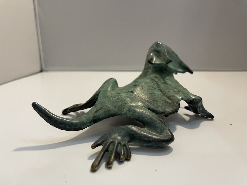 Michael Storey Bronze Lizard Sculpture Mid Century Mod, wall hanger,green,signed | eBay