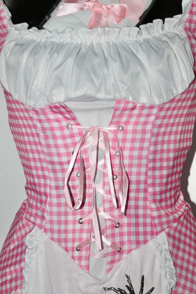Adult Longer Length Pink Gingham Little Miss Muffet Fancy Dress Costume ...