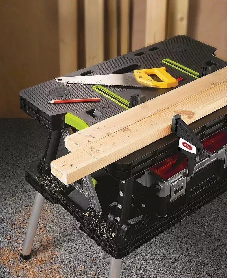 Keter Folding Work Table with Two Adjustable Clamps | eBay
