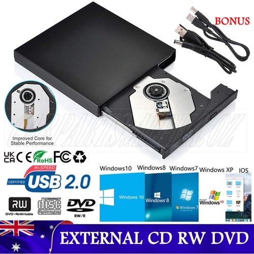 Portable External Drive USB Burner CD RW DVD ROM Reader Writer For Mac ...