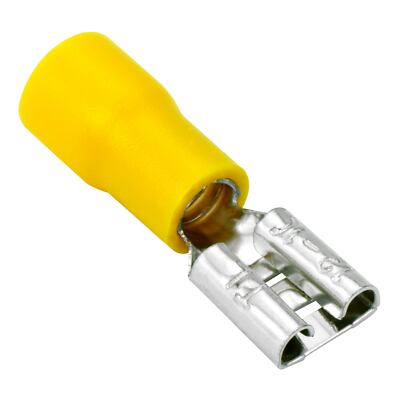 100 Vinyl Female Quick Disconnect Terminal 12-10GA AWG gauge Yellow 0. ...