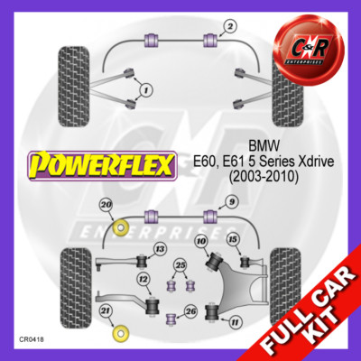 Powerflex Rr Subframe Bushes Bush Kit For BMW E60 E61 5 Series Xdrive ...