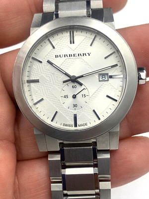 Burberry watch BU9900 The City Silver Dial Men's new battery working ...