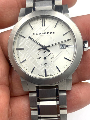 Burberry watch BU9900 The City Silver Dial Men's new battery working ...