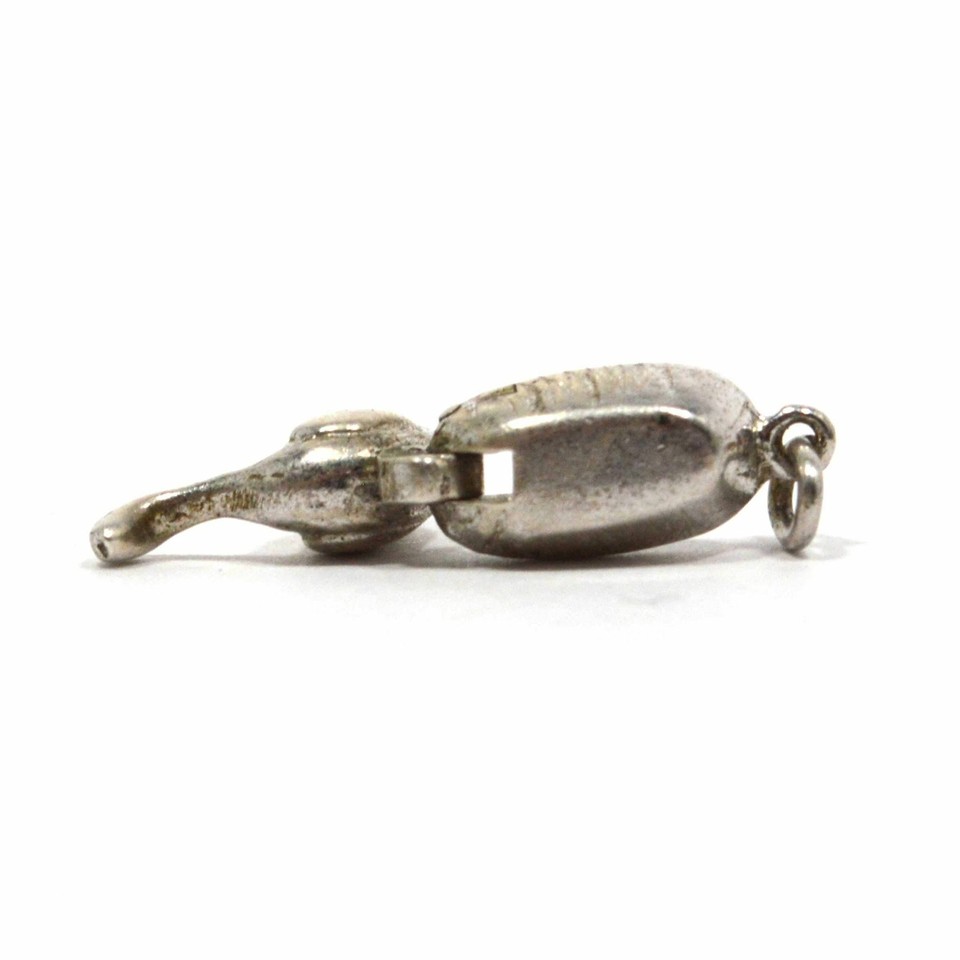 Vintage STERLING SILVER BRACELET CHARM Articulated 'GOOSE w/ GOLDEN EGG ...