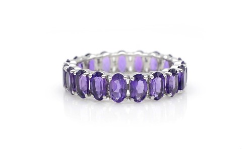 Natural Amethyst Full Eternity Ring, Minimalist Jewelry, Promise Ring ...